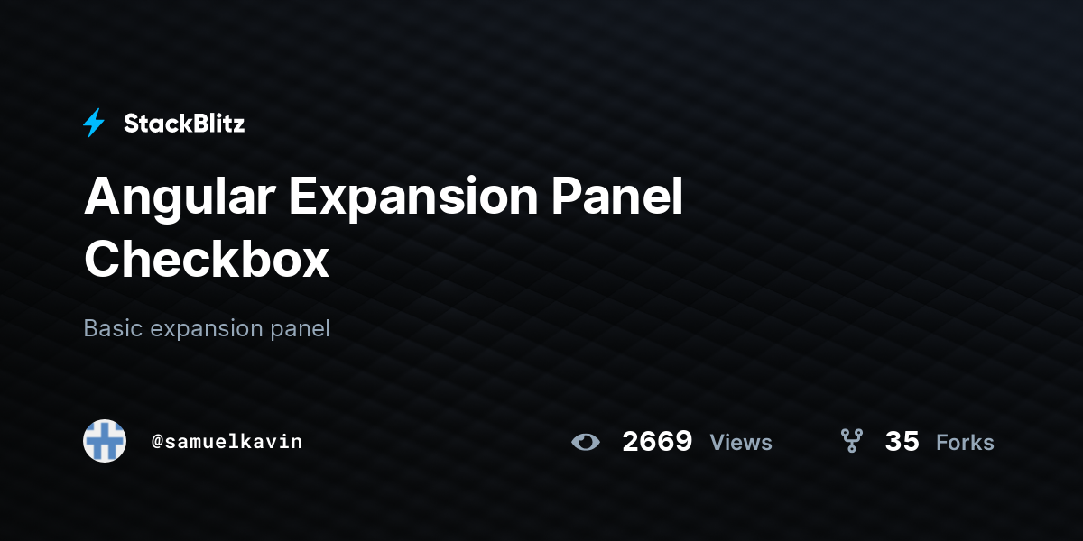 Angular Expansion Panel Checkbox - StackBlitz