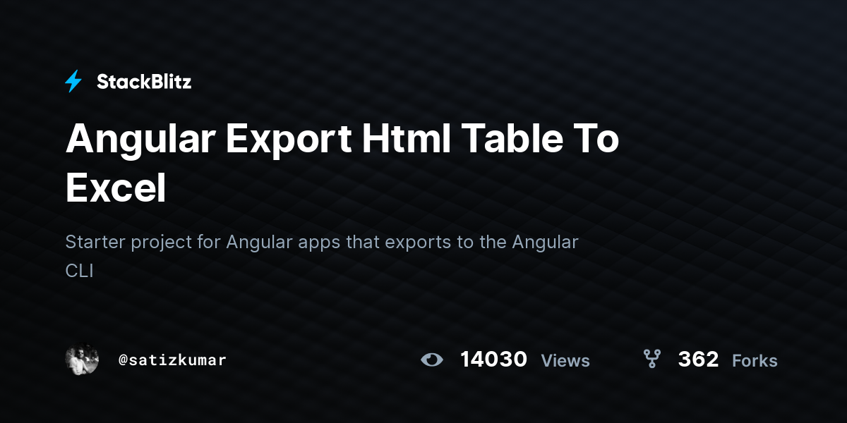 Angular Export Html Table To Excel StackBlitz