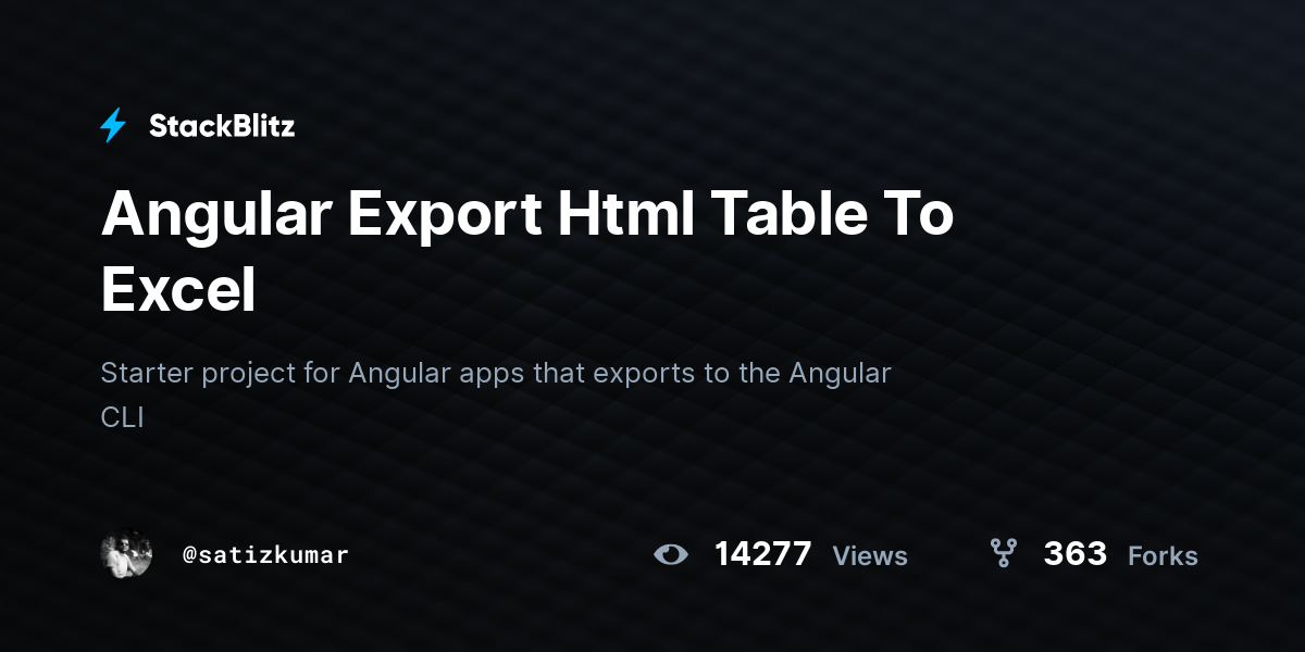 Angular Export Html Table To Excel - StackBlitz