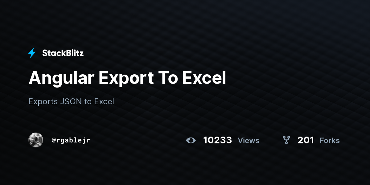 Angular Export To Excel - StackBlitz