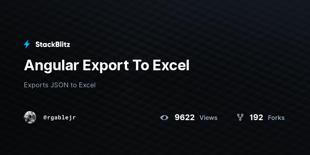 Angular Export To Excel StackBlitz
