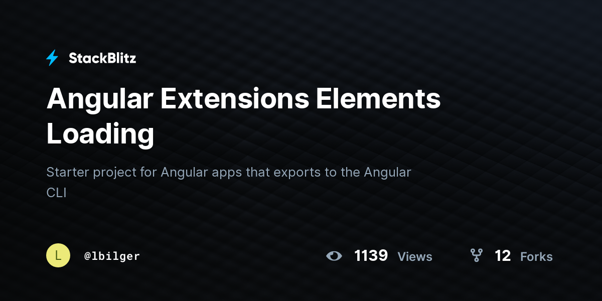 Angular Extensions Elements Loading - StackBlitz
