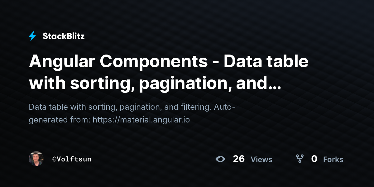 Angular Components - Data table with sorting, pagination, and filtering ...