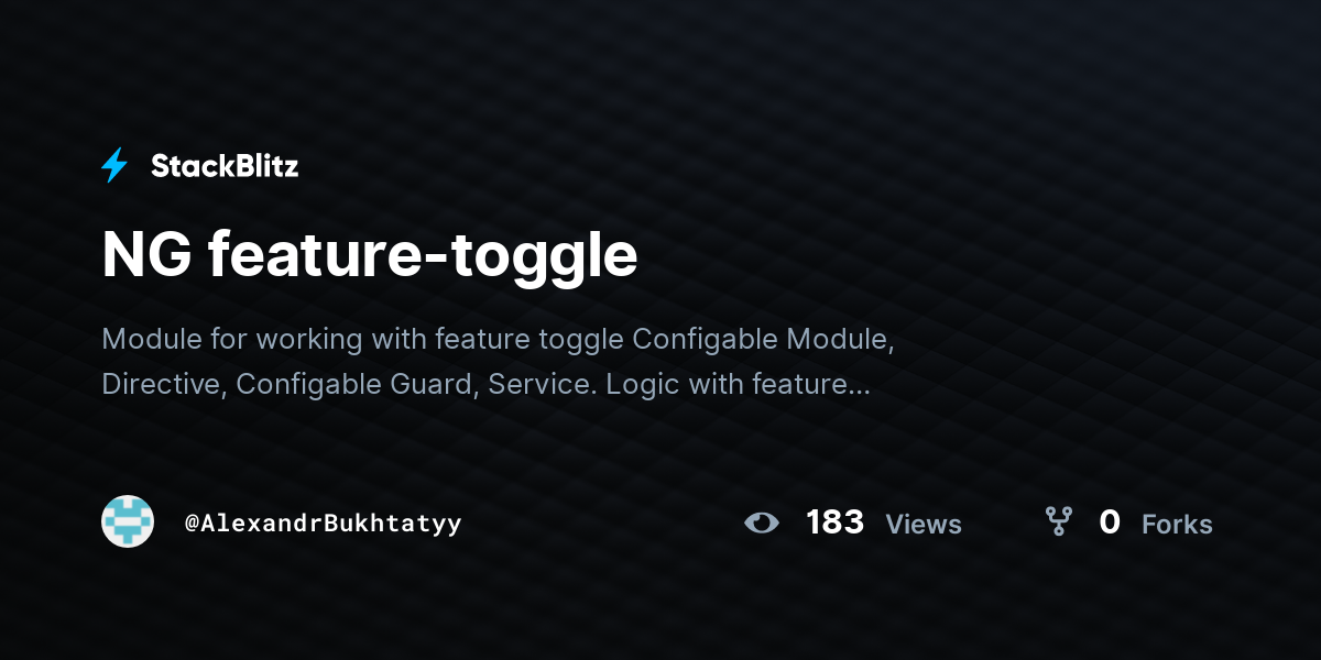 Ng Feature Toggle Stackblitz