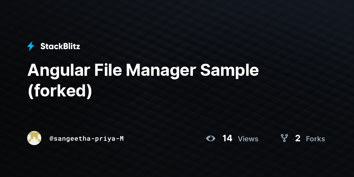 Angular File Manager Sample (forked) - StackBlitz Angular File Manager Sample (forked) - StackBlitz