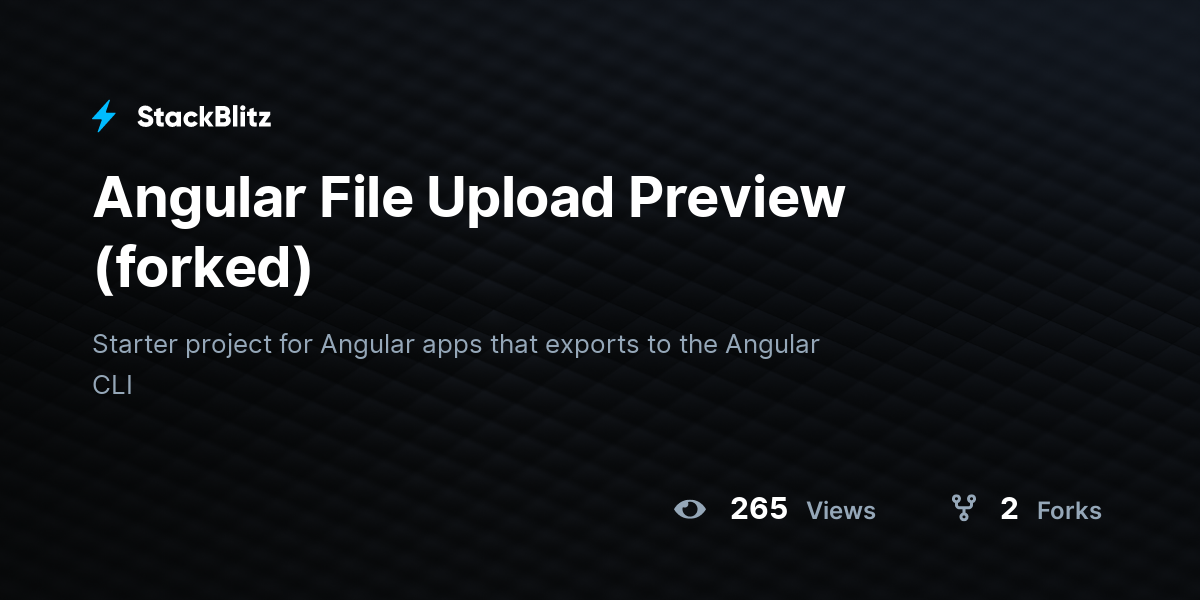 Angular File Upload Preview (forked) - StackBlitz