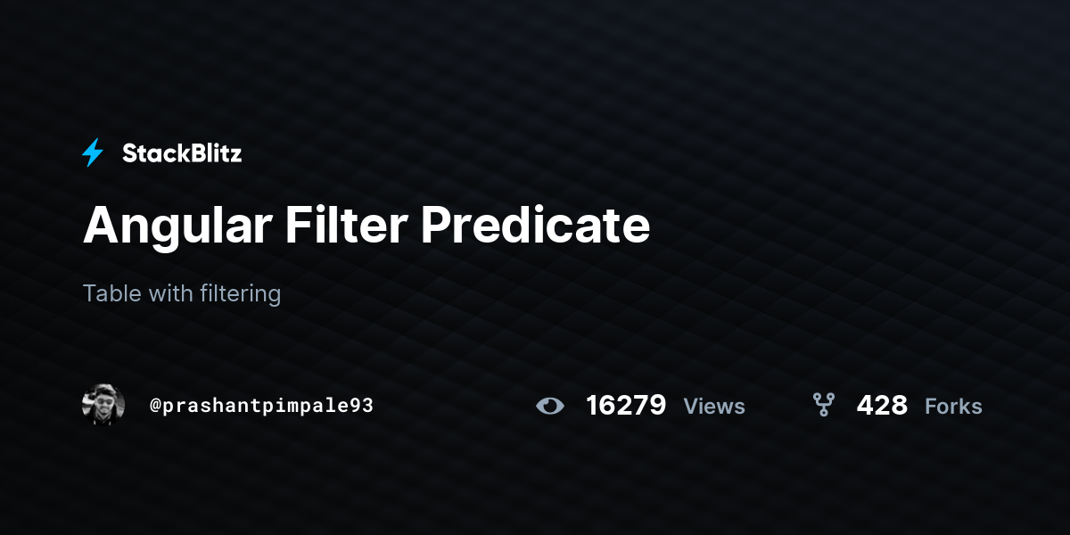Angular Filter Predicate - StackBlitz
