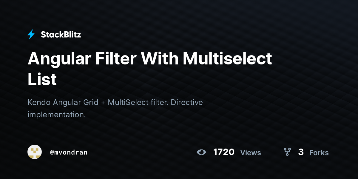 Angular Filter With Multiselect List - StackBlitz