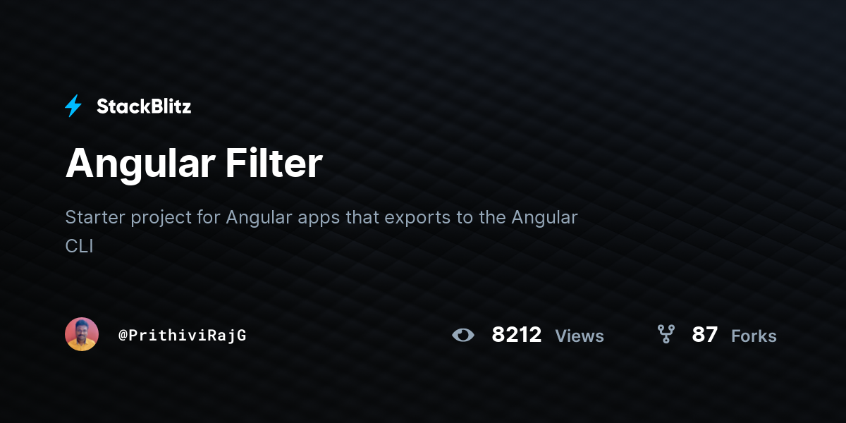 Angular Filter - StackBlitz Angular Filter - StackBlitz