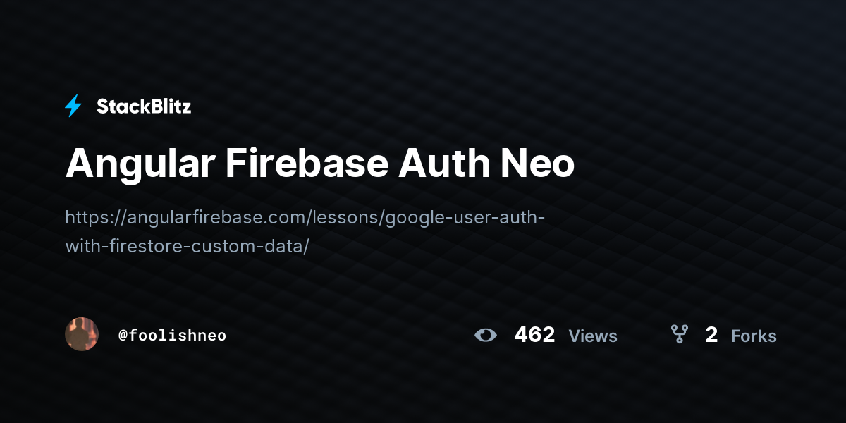 Angular Firebase Auth Neo - StackBlitz