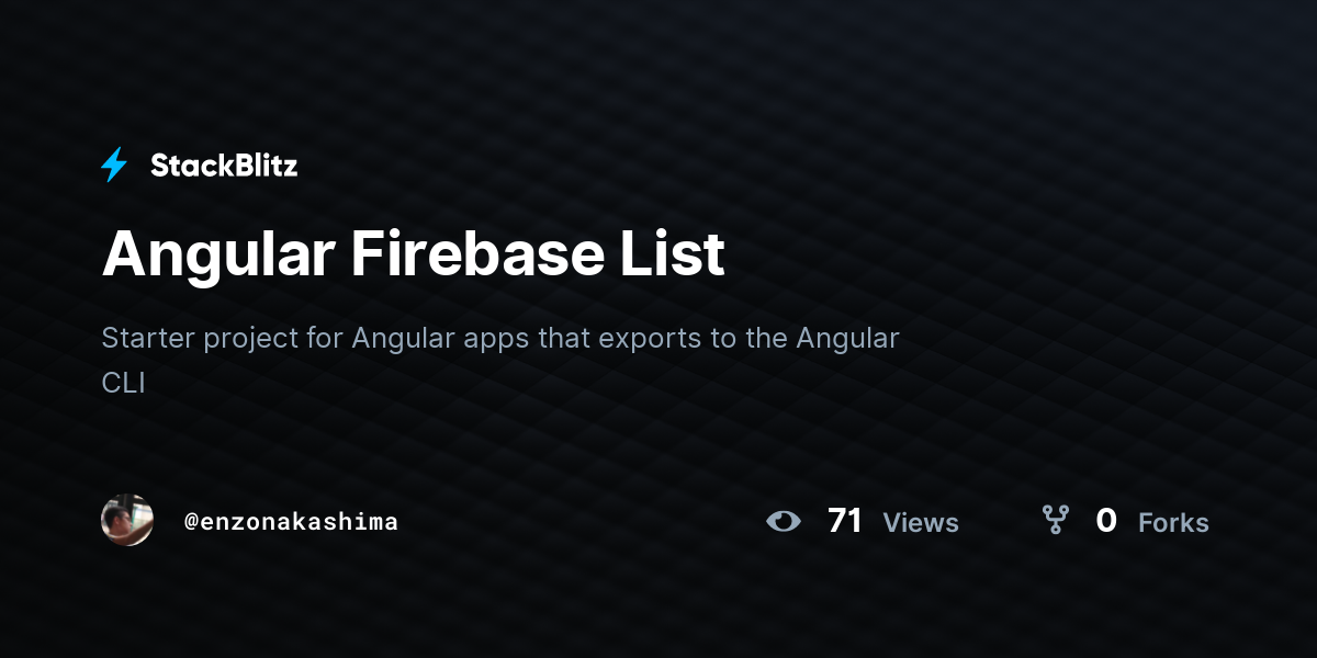 Angular Firebase List - StackBlitz Angular Firebase List - StackBlitz