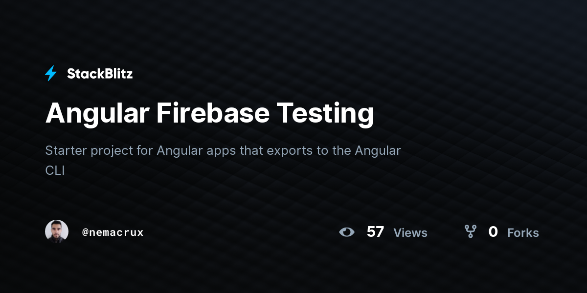 Angular Firebase Testing - StackBlitz