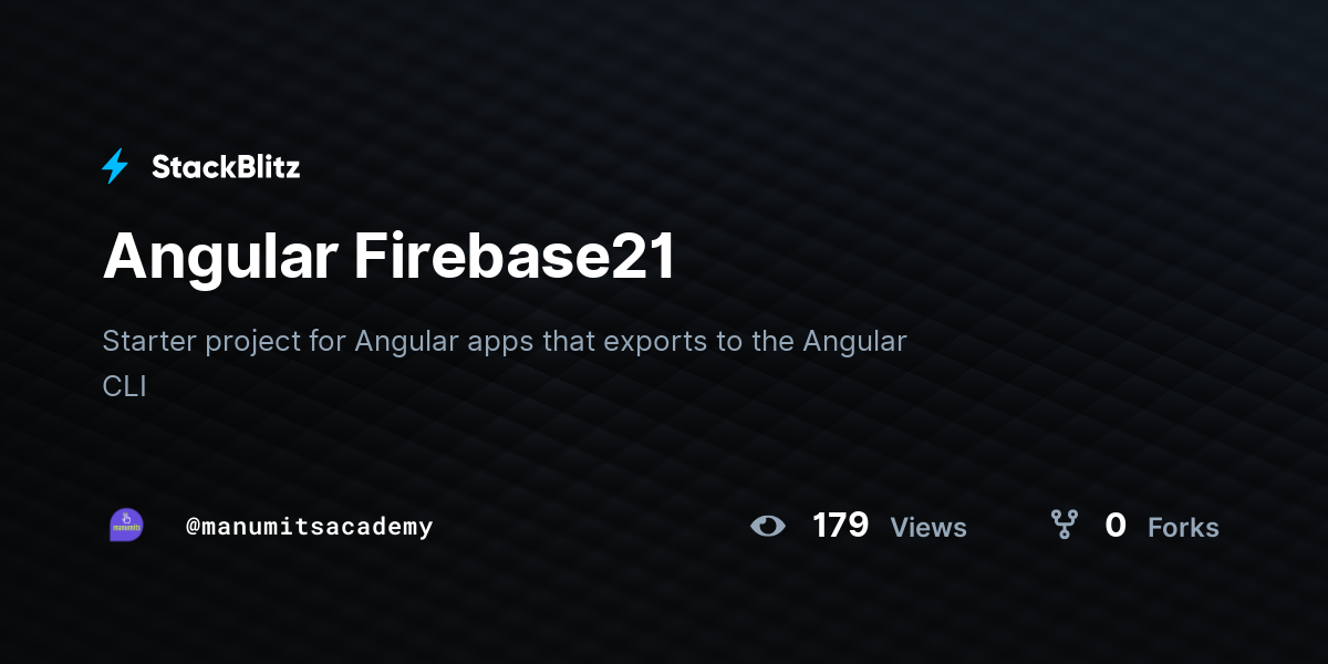 Angular Firebase21 Stackblitz
