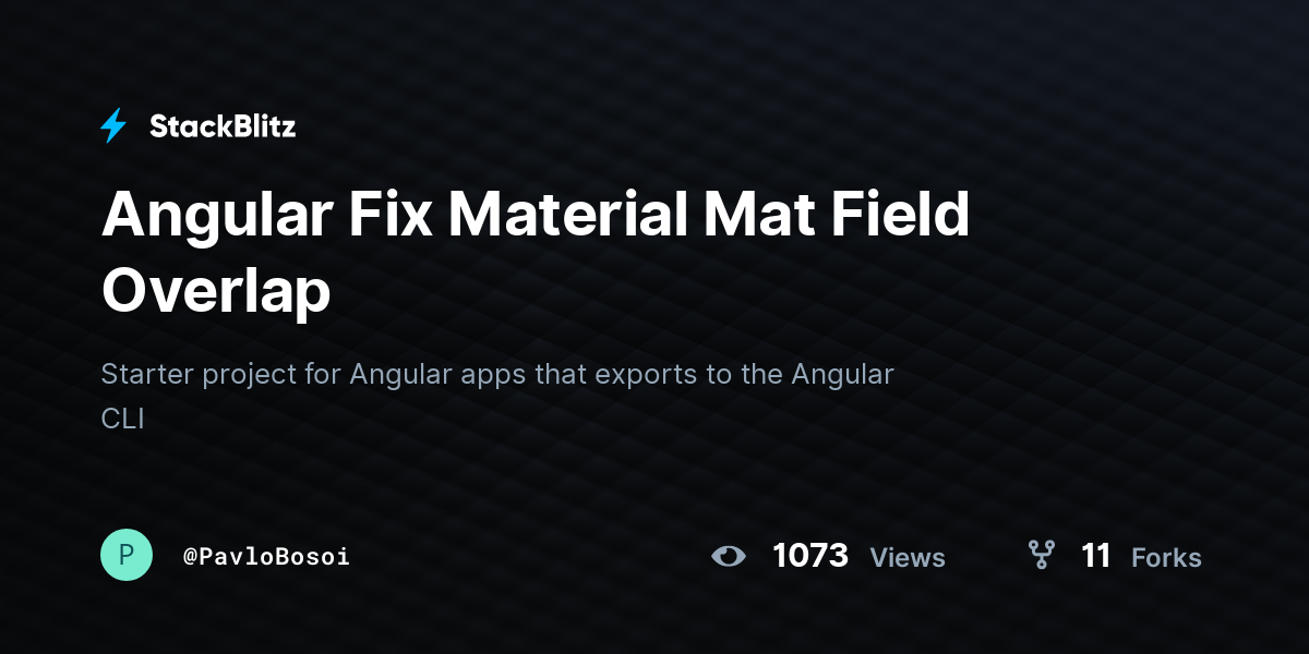 Angular Fix Material Mat Field Overlap - StackBlitz