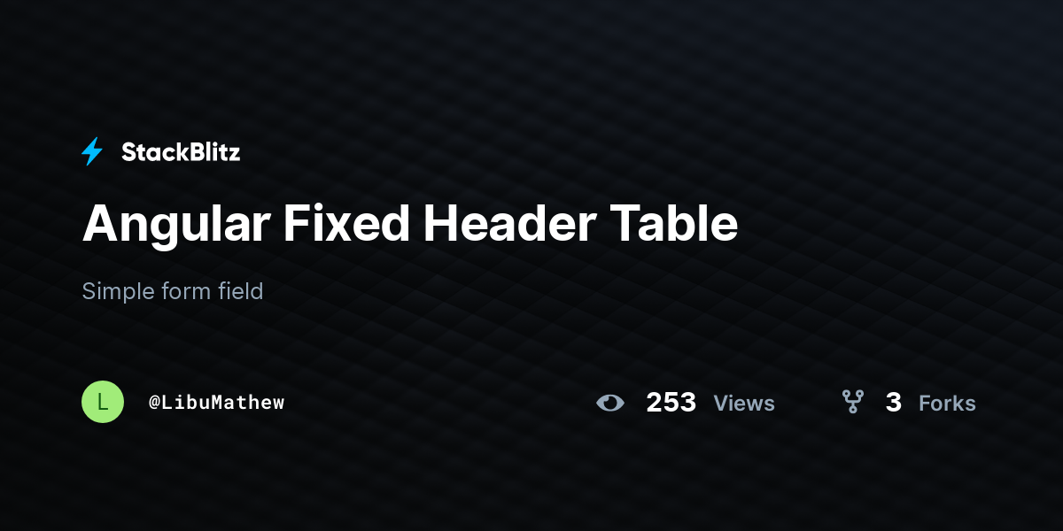 Angular Fixed Header Table - StackBlitz