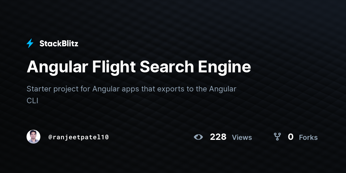 Angular Flight Search Engine - StackBlitz