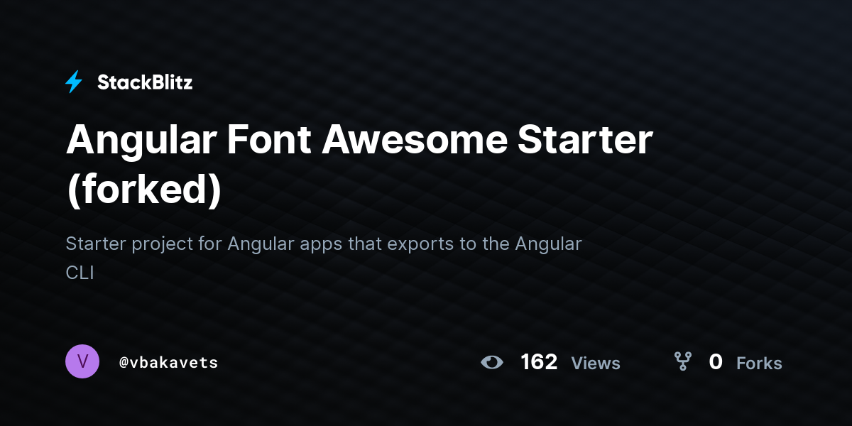 Angular Font Awesome Starter (forked) - StackBlitz Angular Font Awesome Starter (forked) - StackBlitz