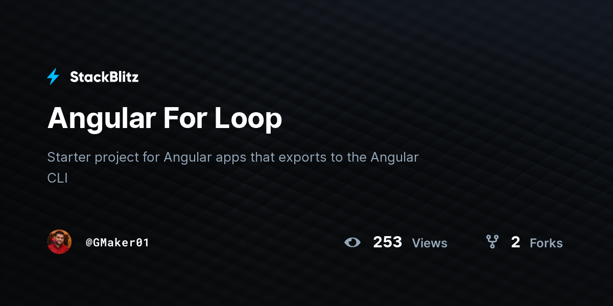 Angular For Loop - StackBlitz