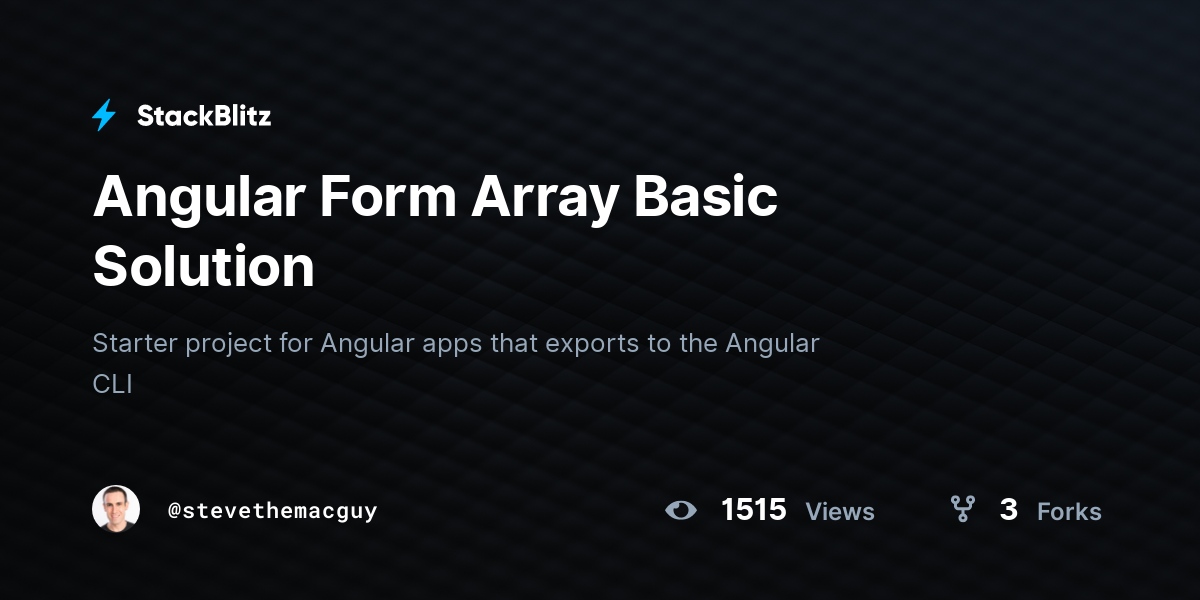 Angular Form Array Basic Solution - StackBlitz