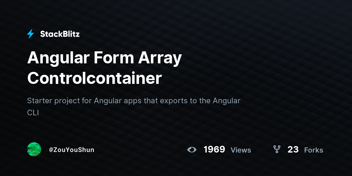 Angular Form Array Controlcontainer Stackblitz