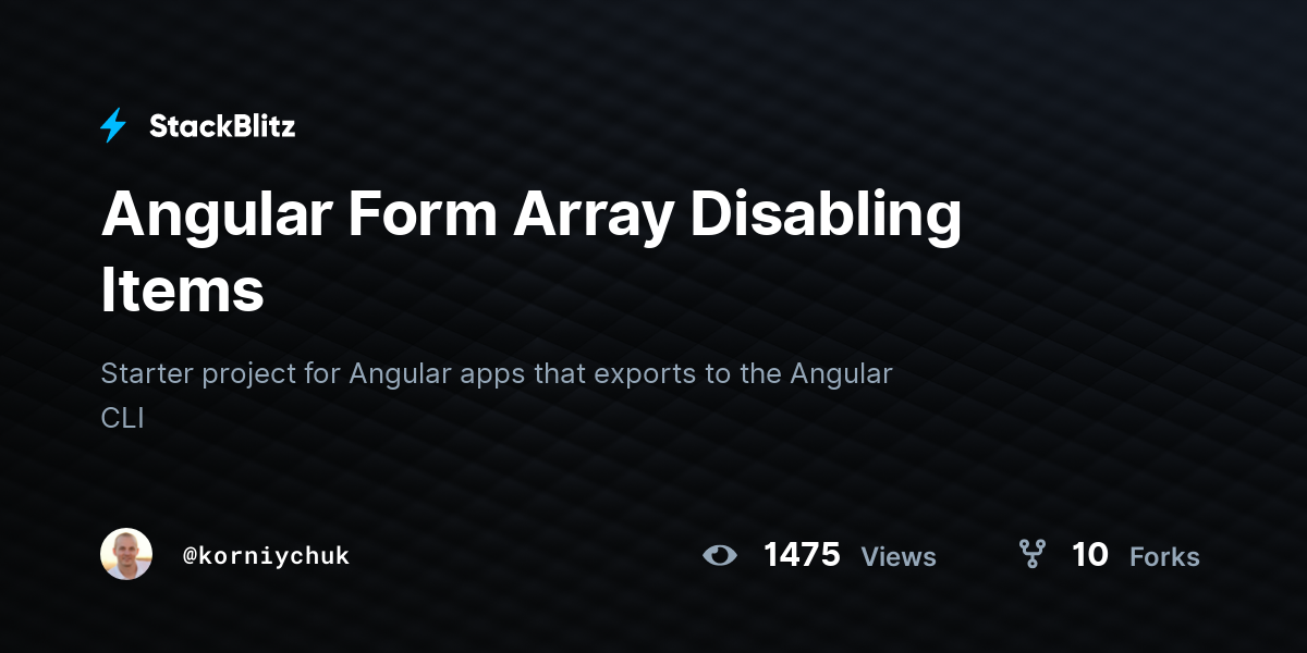 Angular Form Array Disabling Items - StackBlitz Angular Form Array Disabling Items - StackBlitz