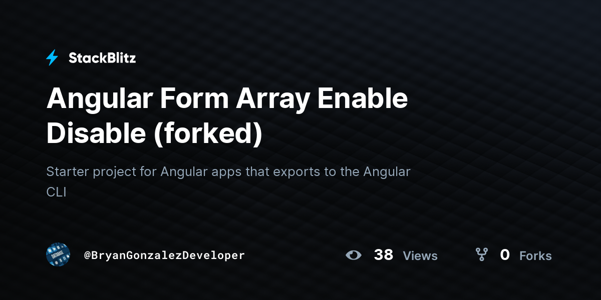 Angular Form Array Enable Disable (forked) - StackBlitz