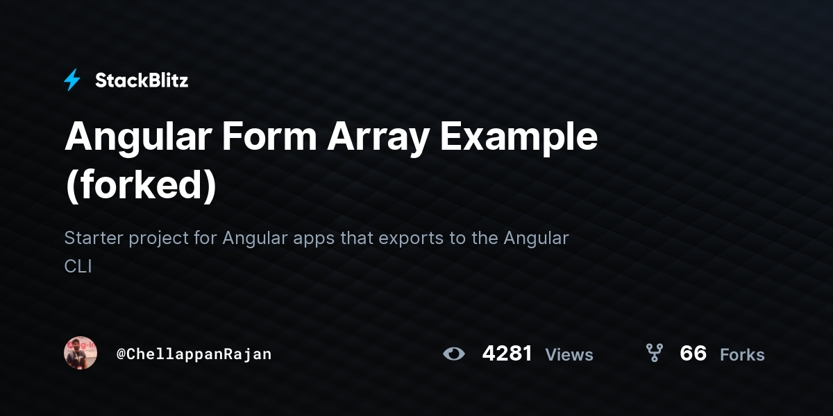Angular Form Array Example (forked) - StackBlitz