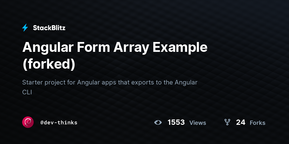 Angular Form Array Example (forked) - StackBlitz