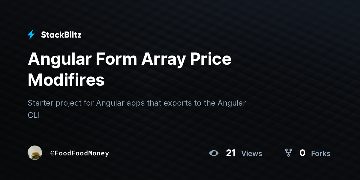 Angular Form Array Price Modifires - StackBlitz