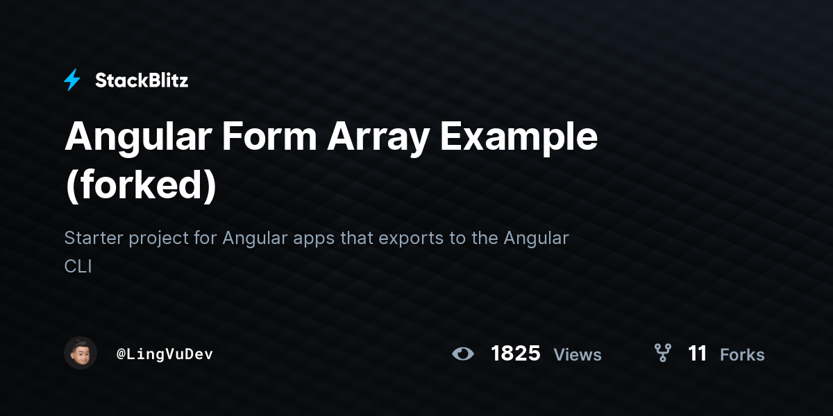 Angular Form Array Example (forked) - StackBlitz