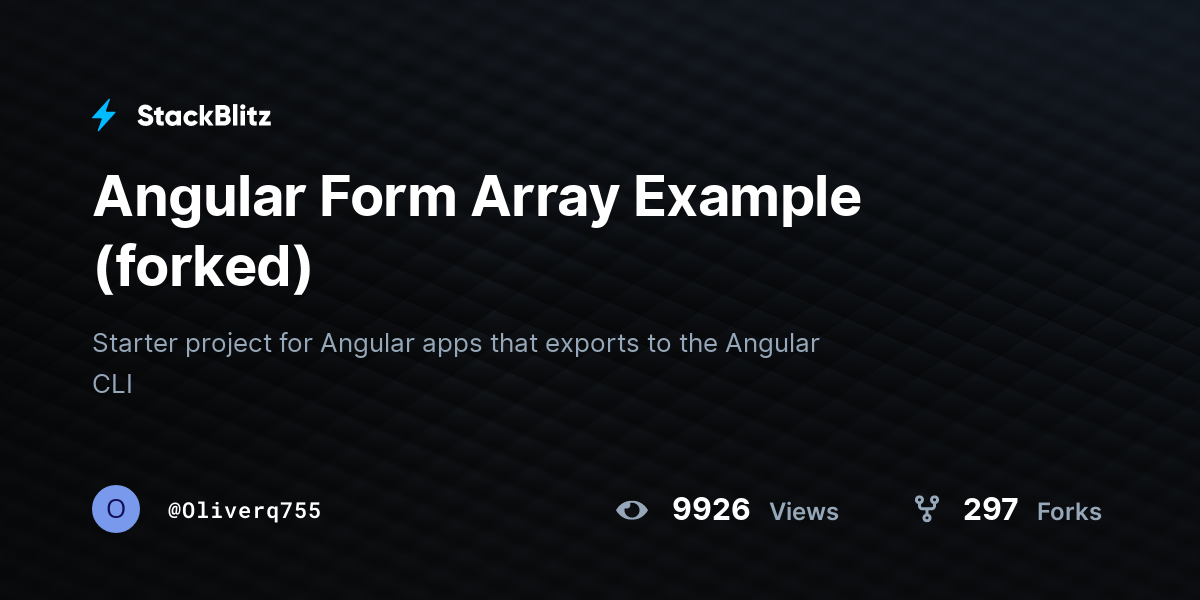 Angular Form Array Example (forked) - StackBlitz