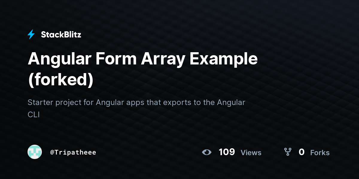 Angular Form Array Example (forked) - StackBlitz