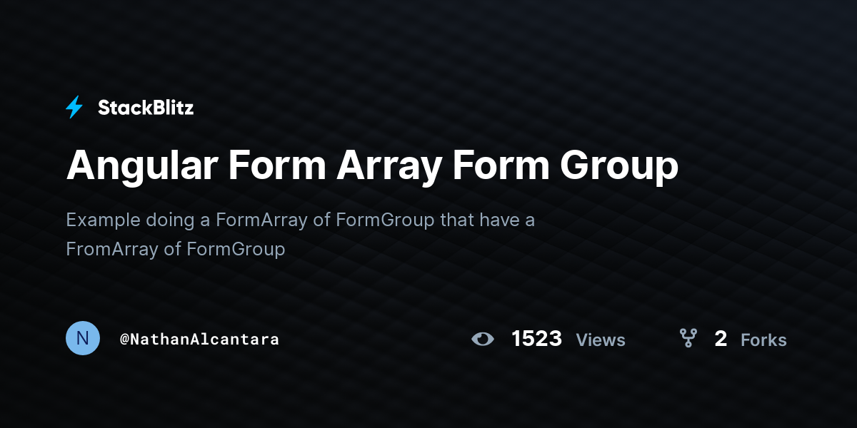 Angular Form Array Form Group - StackBlitz