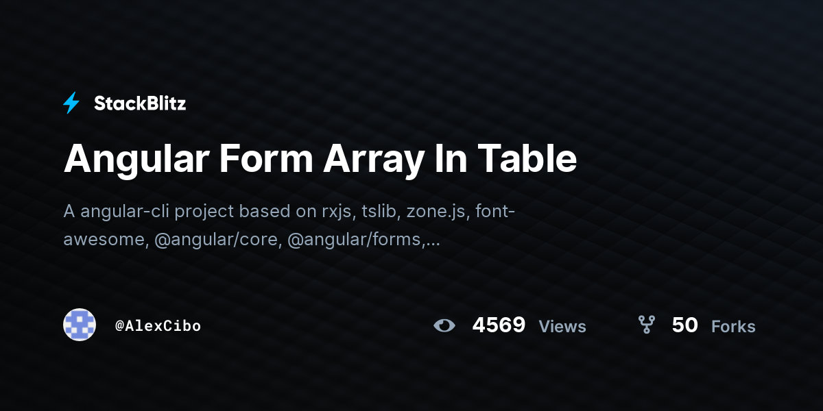 Angular Form Array In Table - StackBlitz