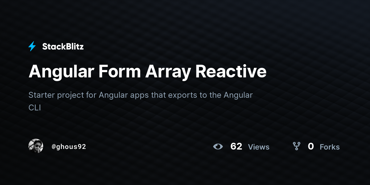 Angular Form Array Reactive - StackBlitz
