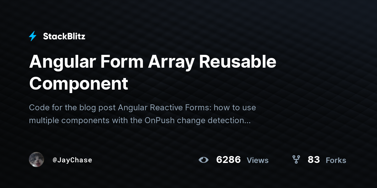 Angular Form Array Reusable Component - StackBlitz