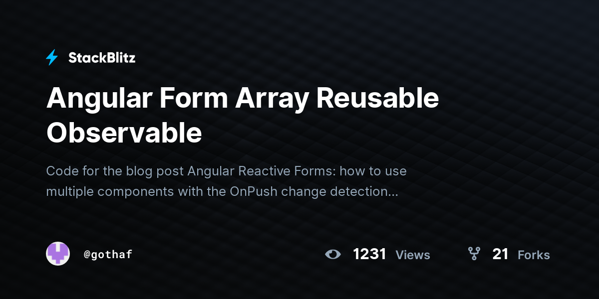 Angular Form Array Reusable Observable - StackBlitz