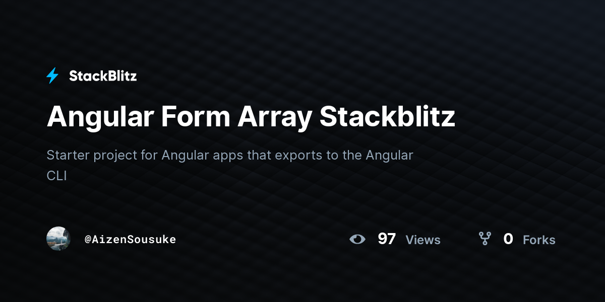 Angular Form Array Stackblitz - StackBlitz