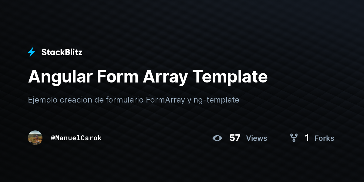 Angular Form Array Template - StackBlitz Angular Form Array Template - StackBlitz