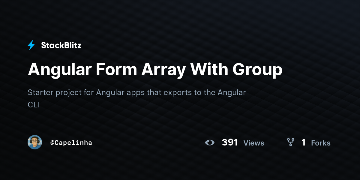 Angular Form Array With Group - StackBlitz