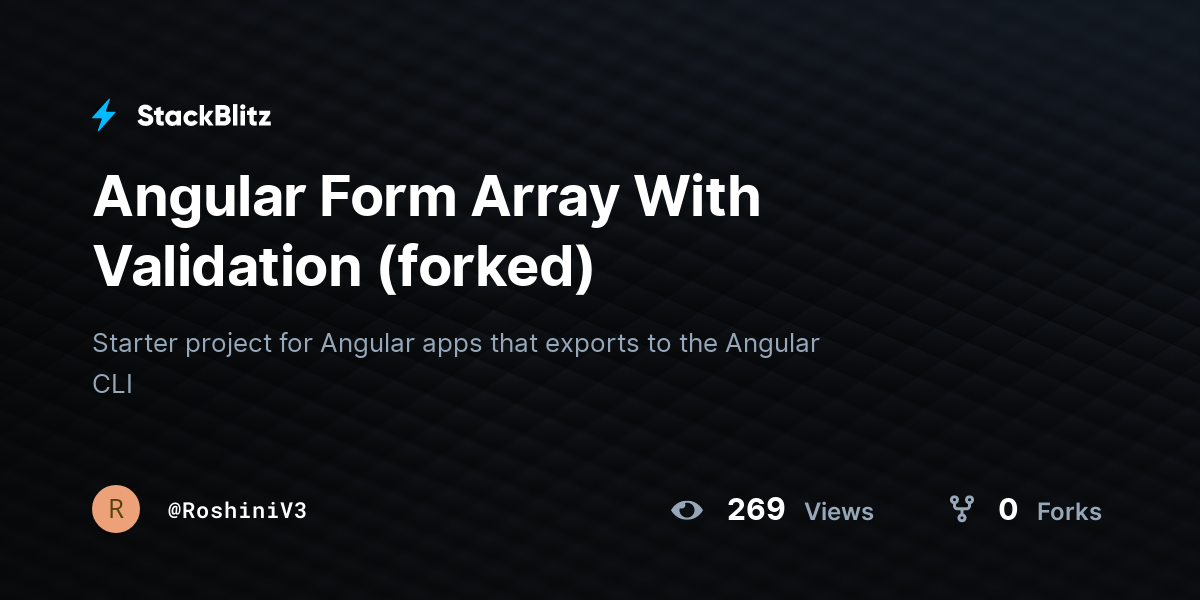 Angular Form Array With Validation (forked) - StackBlitz