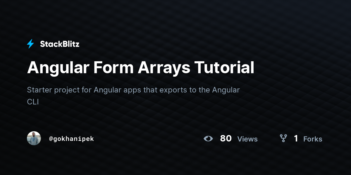 Angular Form Arrays Tutorial - StackBlitz