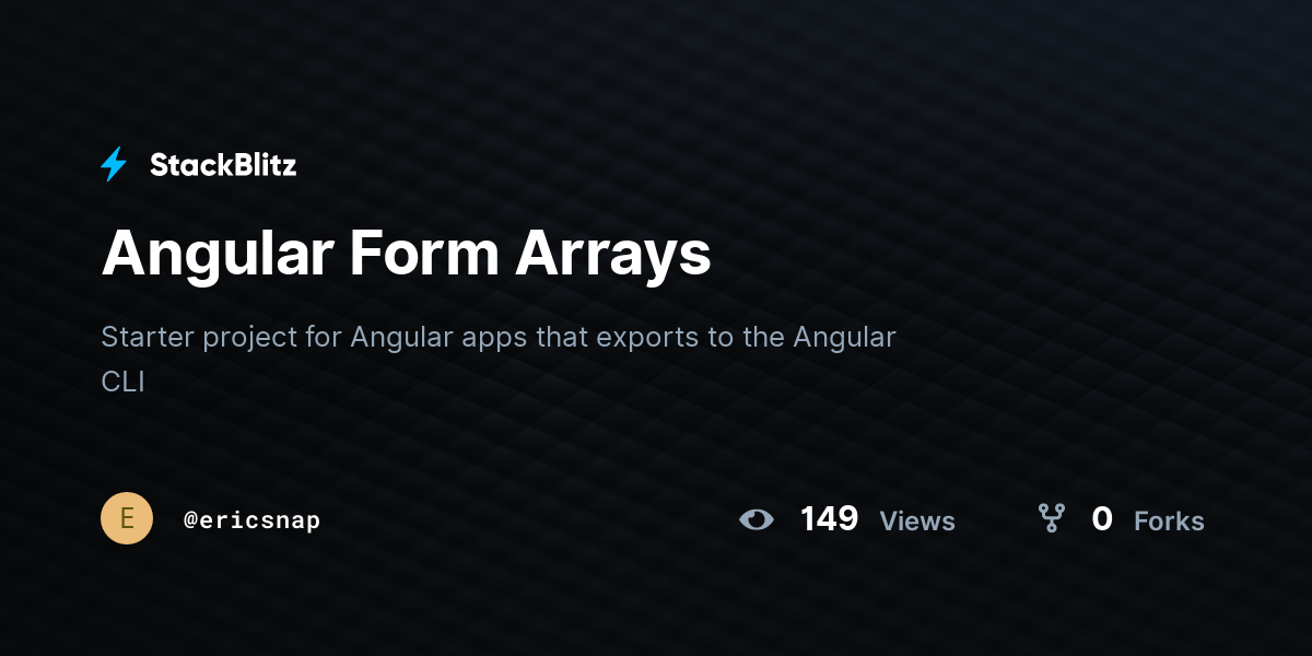 Angular Form Arrays - StackBlitz