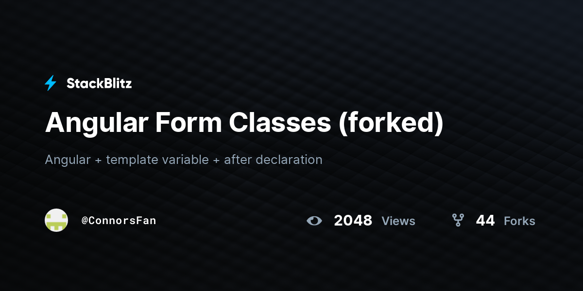 Angular Form Classes (forked) - StackBlitz