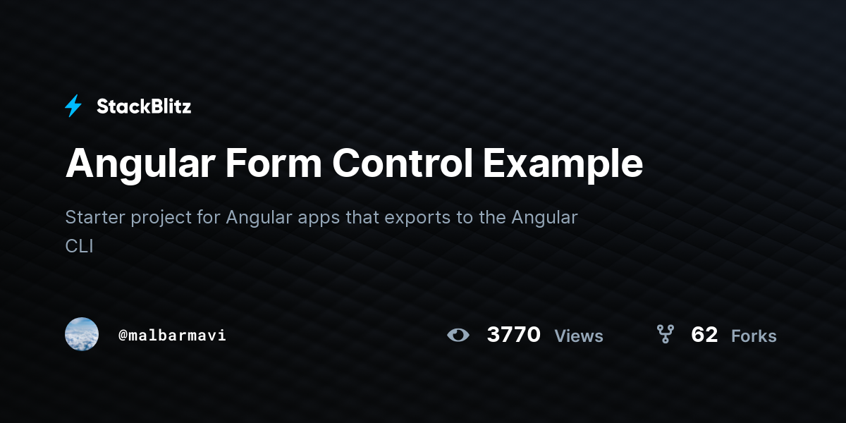 Angular Form Control Example - StackBlitz