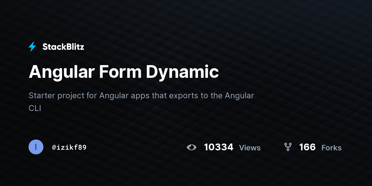 Angular Form Dynamic - StackBlitz