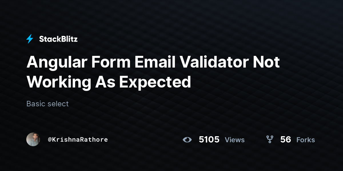 Angular Form Email Validator Not Working As Expected - StackBlitz