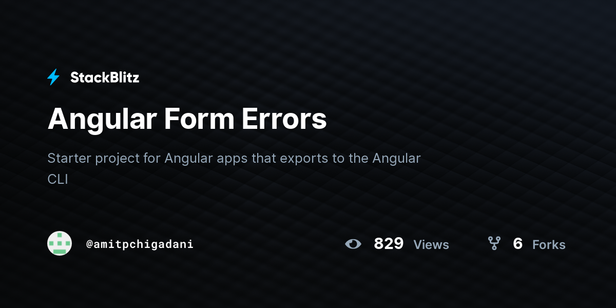 Angular Form Errors - StackBlitz