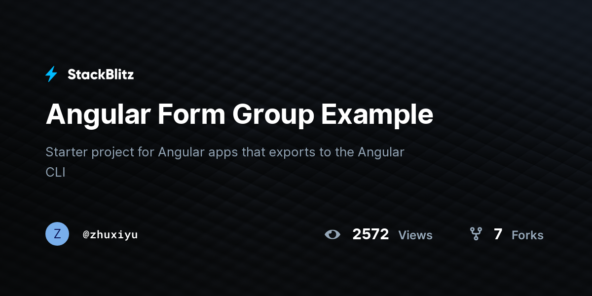 Angular Form Group Example - StackBlitz