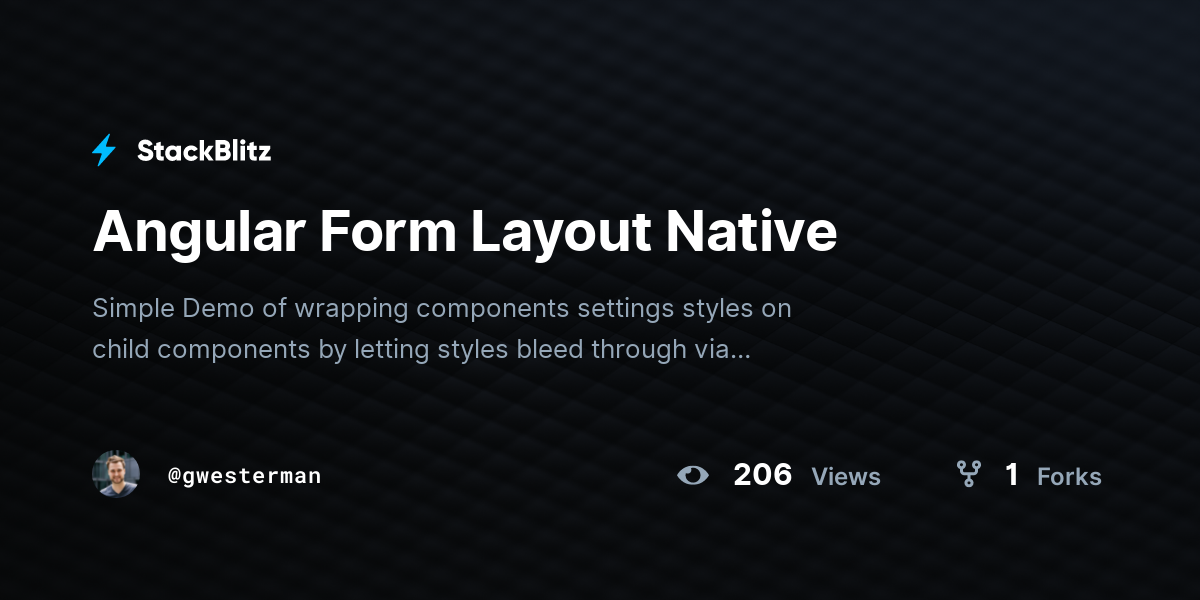 Angular Form Layout Native - StackBlitz